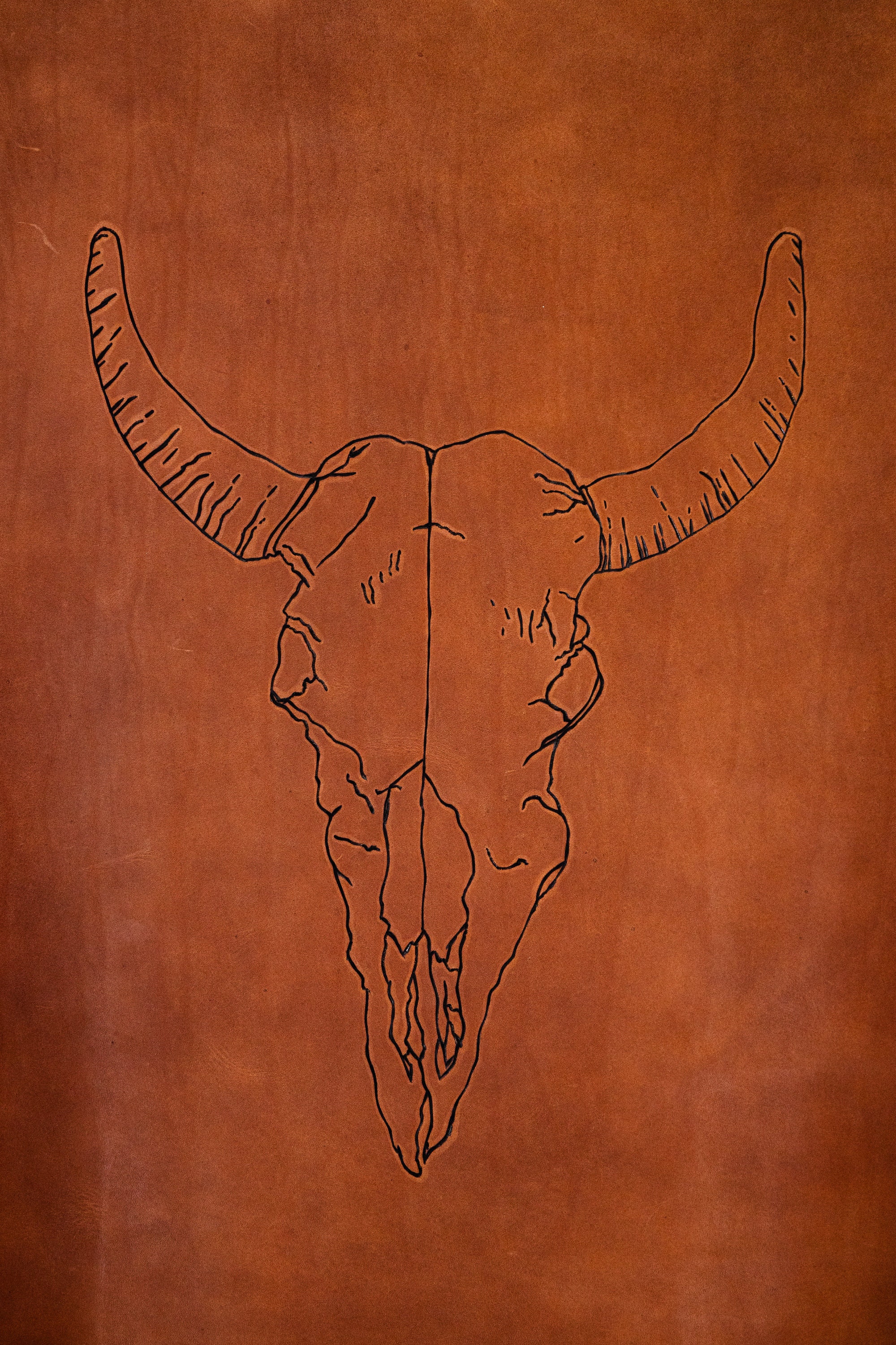 Western Cow Skull Leather Flag - Etsy