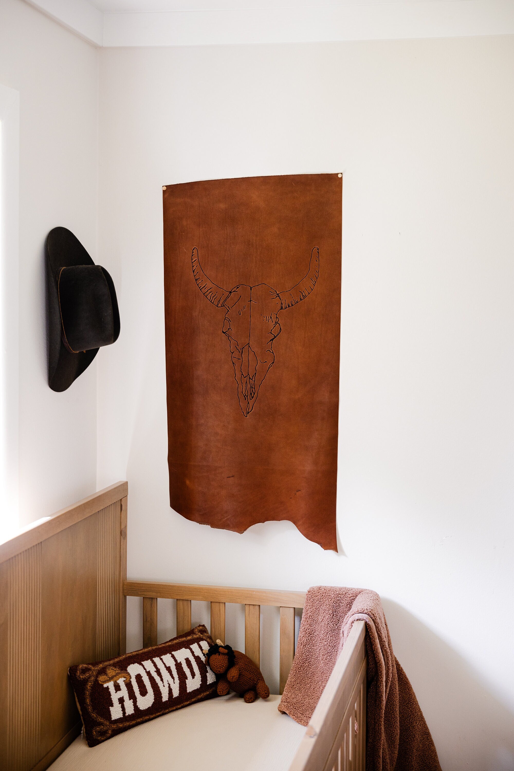 Western Cow Skull Leather Flag - Etsy