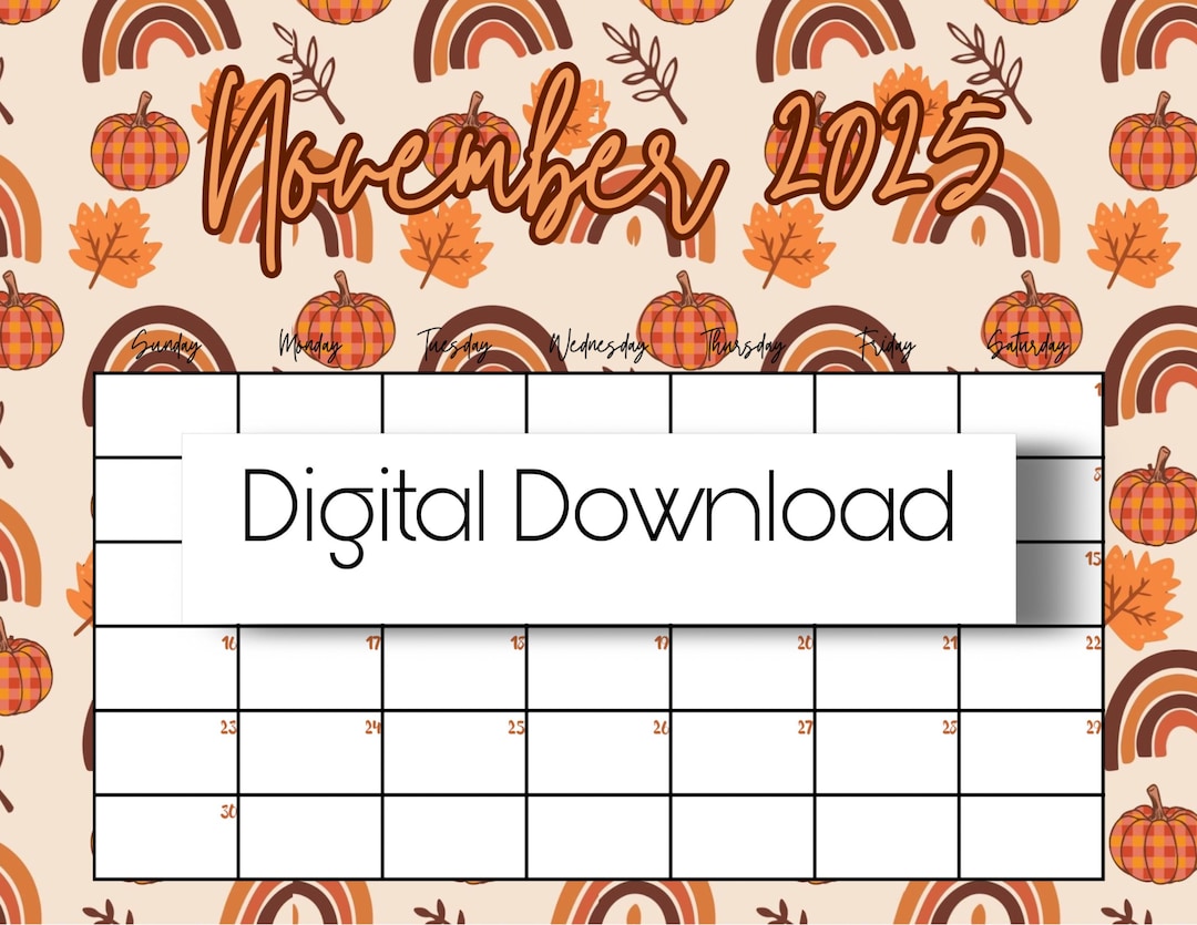 November 2025 Digital Calendar - Etsy