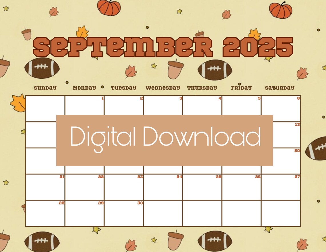 September 2025 Digital Calendar - Etsy