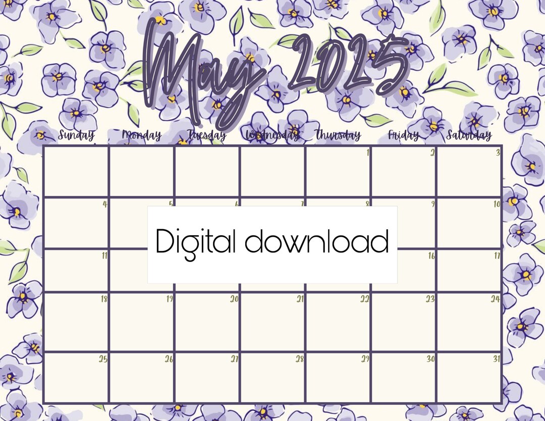 May 2025 Digital Calendar - Etsy