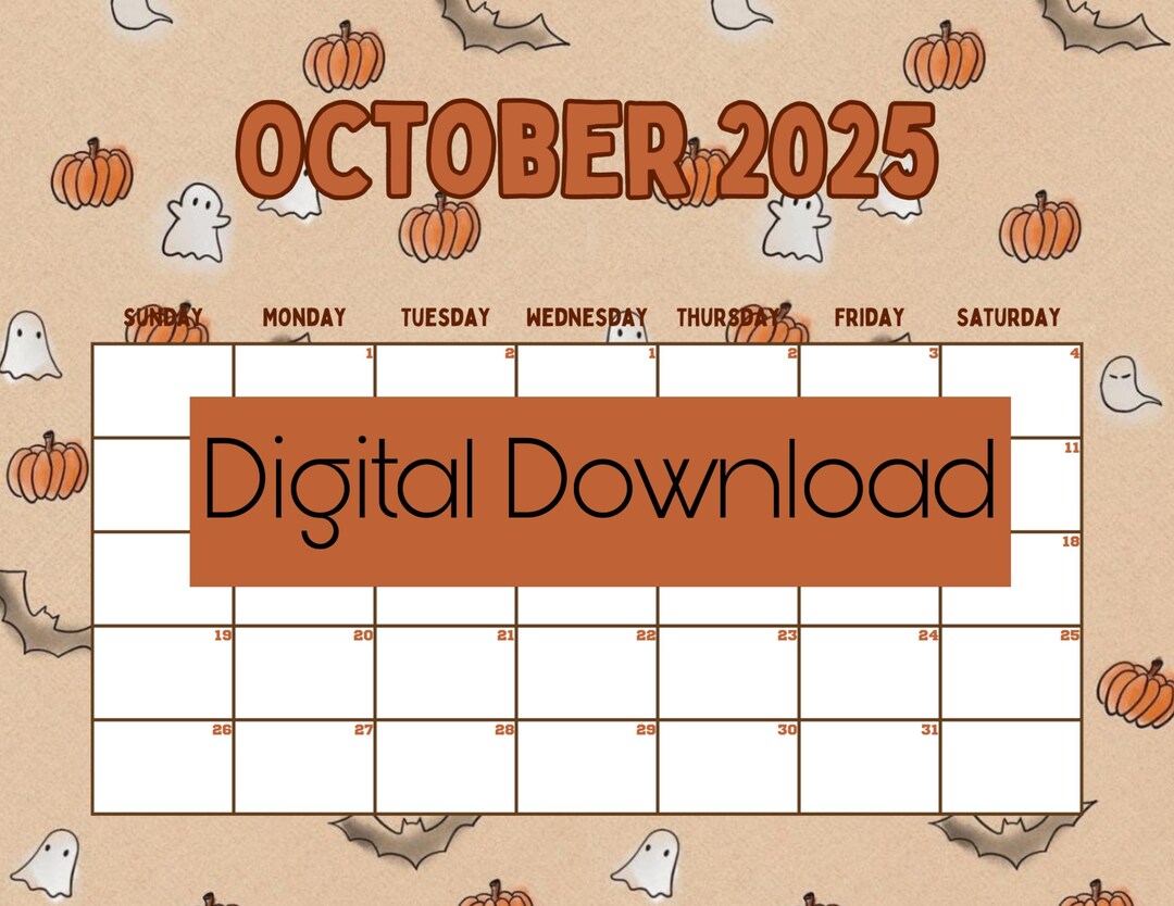October 2025 Digital Calendar - Etsy