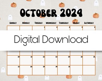 October 2024 Planner Printable, October Calendar Printable, Halloween ...
