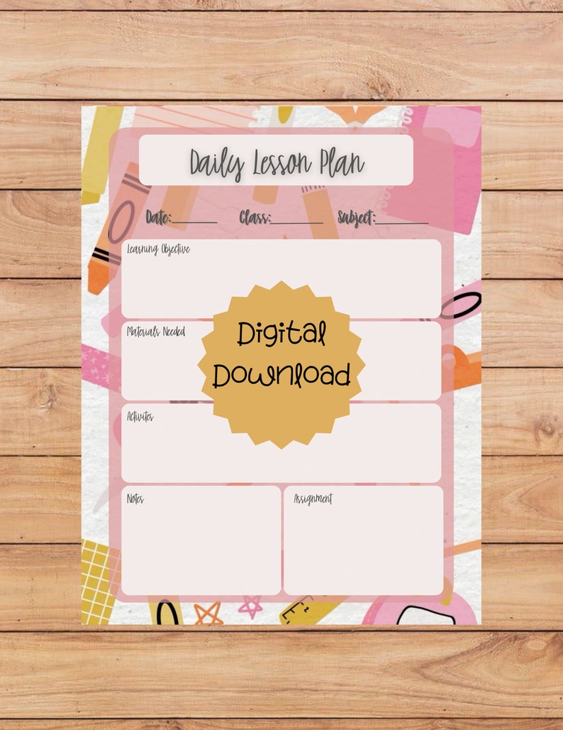 Weekly and Daily Lesson Plan Template - Etsy