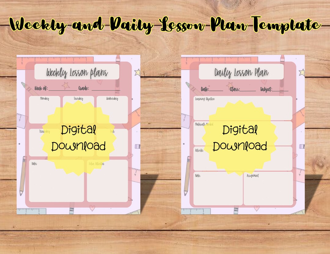 Weekly and Daily Lesson Plan Template - Etsy