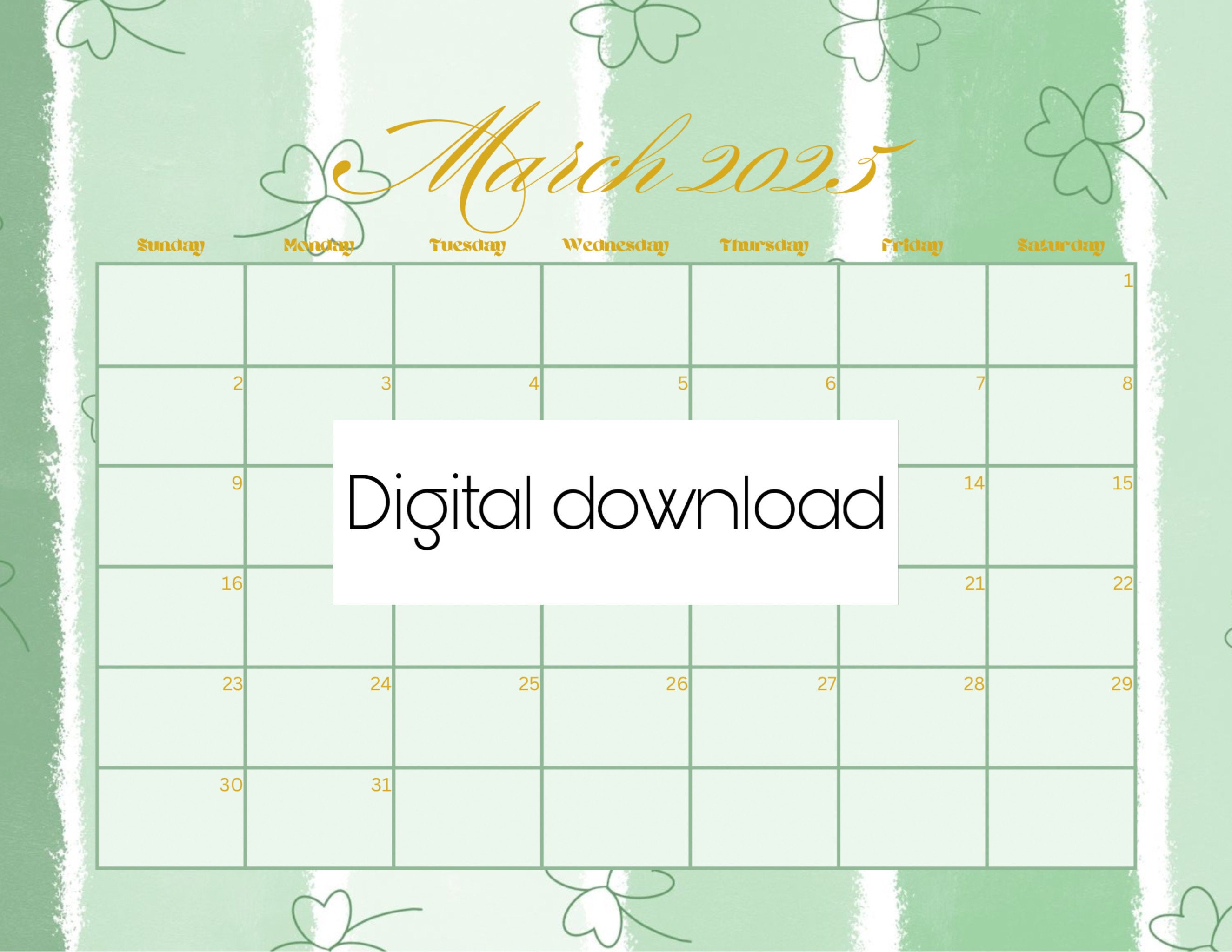 March 2025 Digital Calendar - Etsy