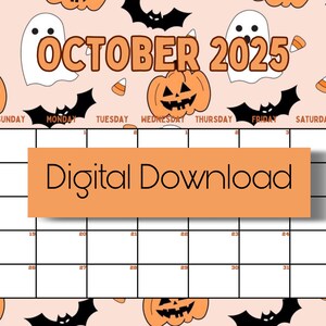 October 2025 Digital Calendar - Etsy