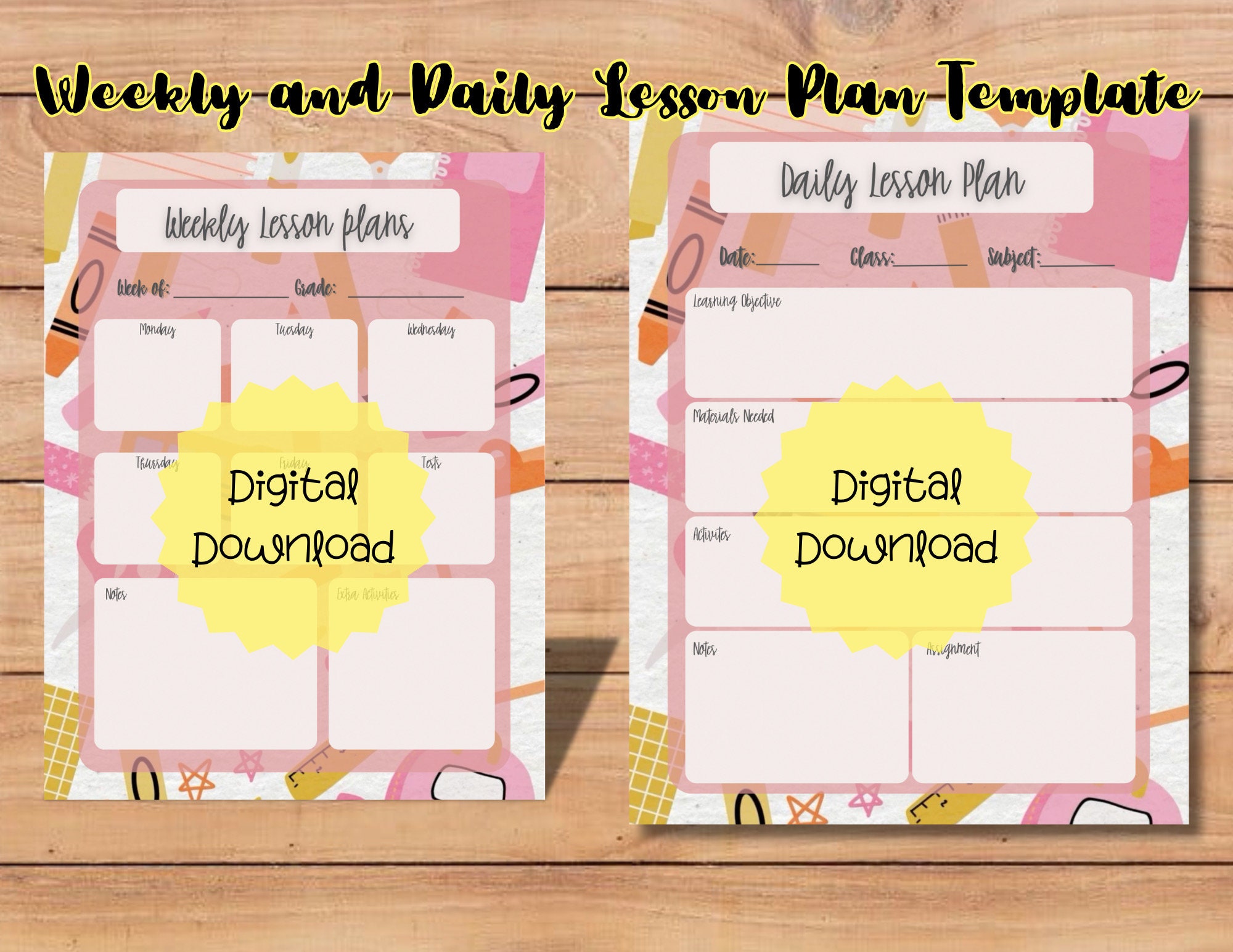 Weekly and Daily Lesson Plan Template - Etsy