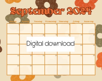 September 2024 Calendar Printable September 2024 Printable PDF Pink ...