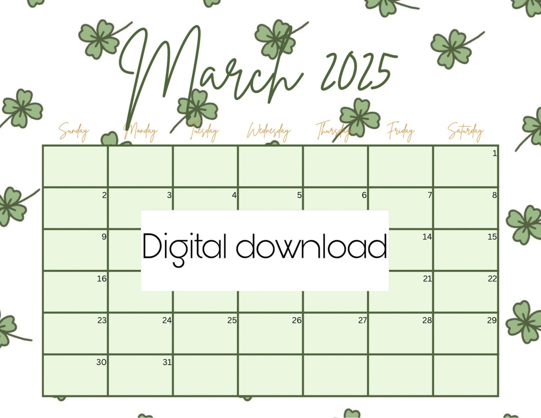March 2025 Digital Calendar - Etsy