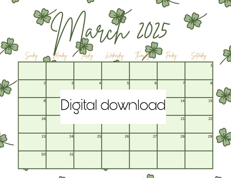 March 2025 Digital Calendar - Etsy