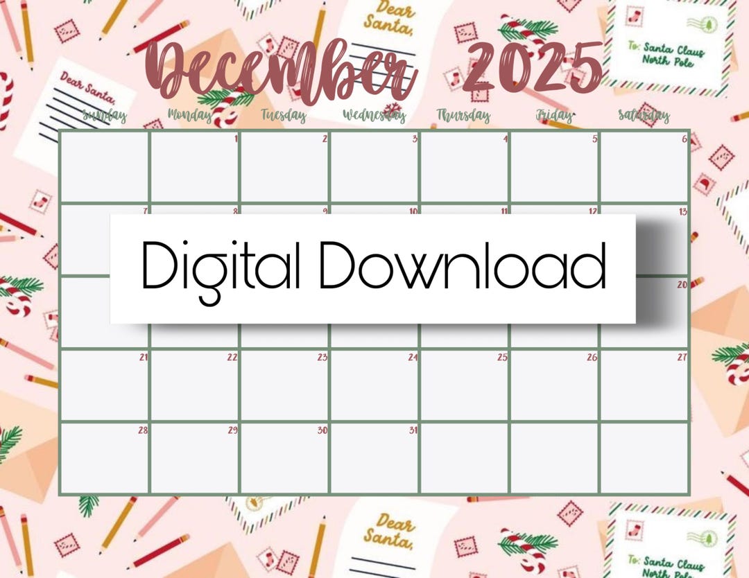 December 2025 Digital Calendar - Etsy