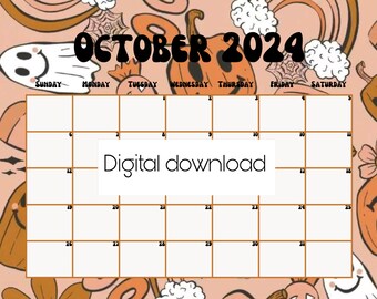 October 2024 Planner Printable, October Calendar Printable, Halloween ...
