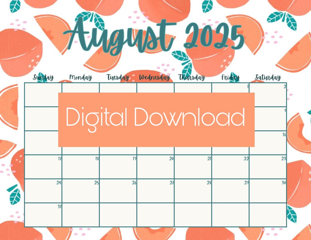 August 2025 Digital Calendar - Etsy
