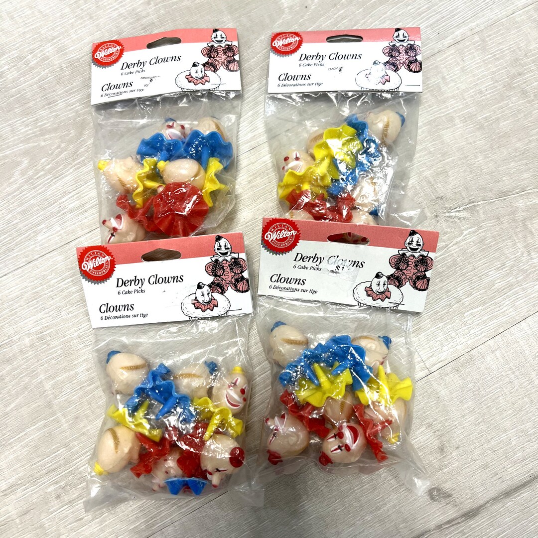 4 Packs Wilton Vintage Derby Clowns Cake Picks 24 Total NEW in BAG - Etsy