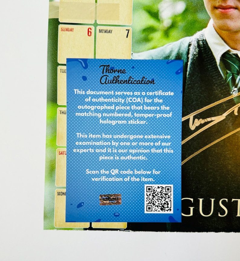 Tom Felton Draco Malfoy Harry Potter Autographed Calendar Photograph ...