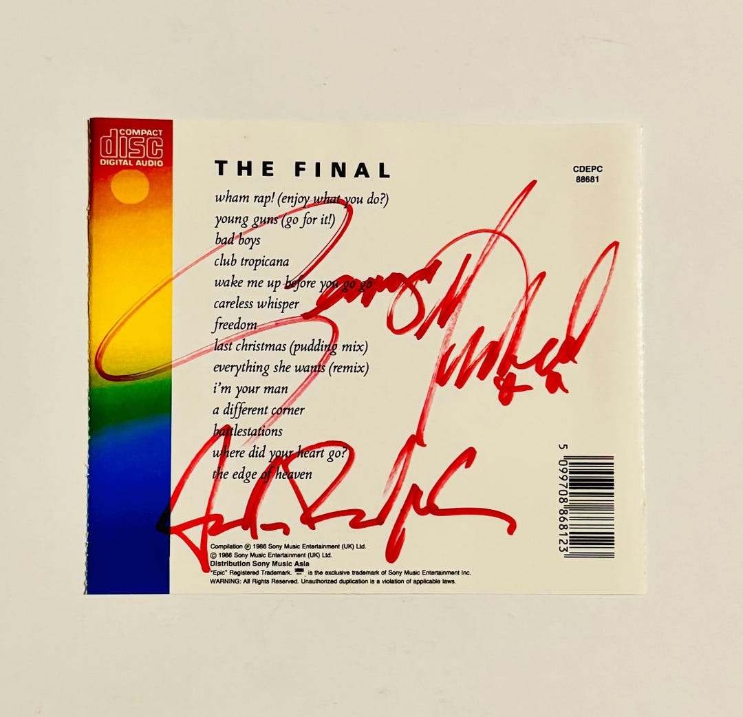 George Michael & Andrew Ridgeley CD Inner Pouch Photo Autographed With ...