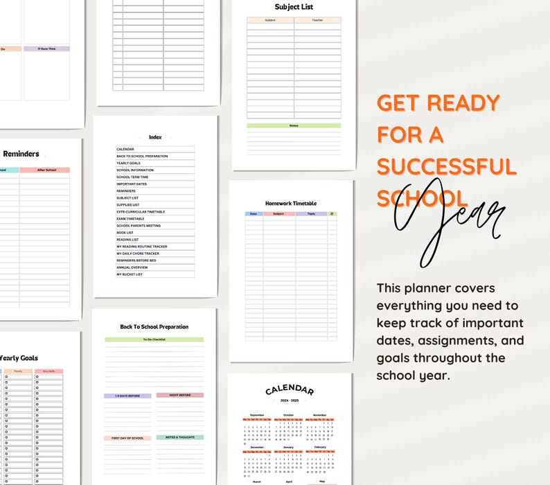 2024-2025 Back to School Planner 125-pages September July Printable A4 ...