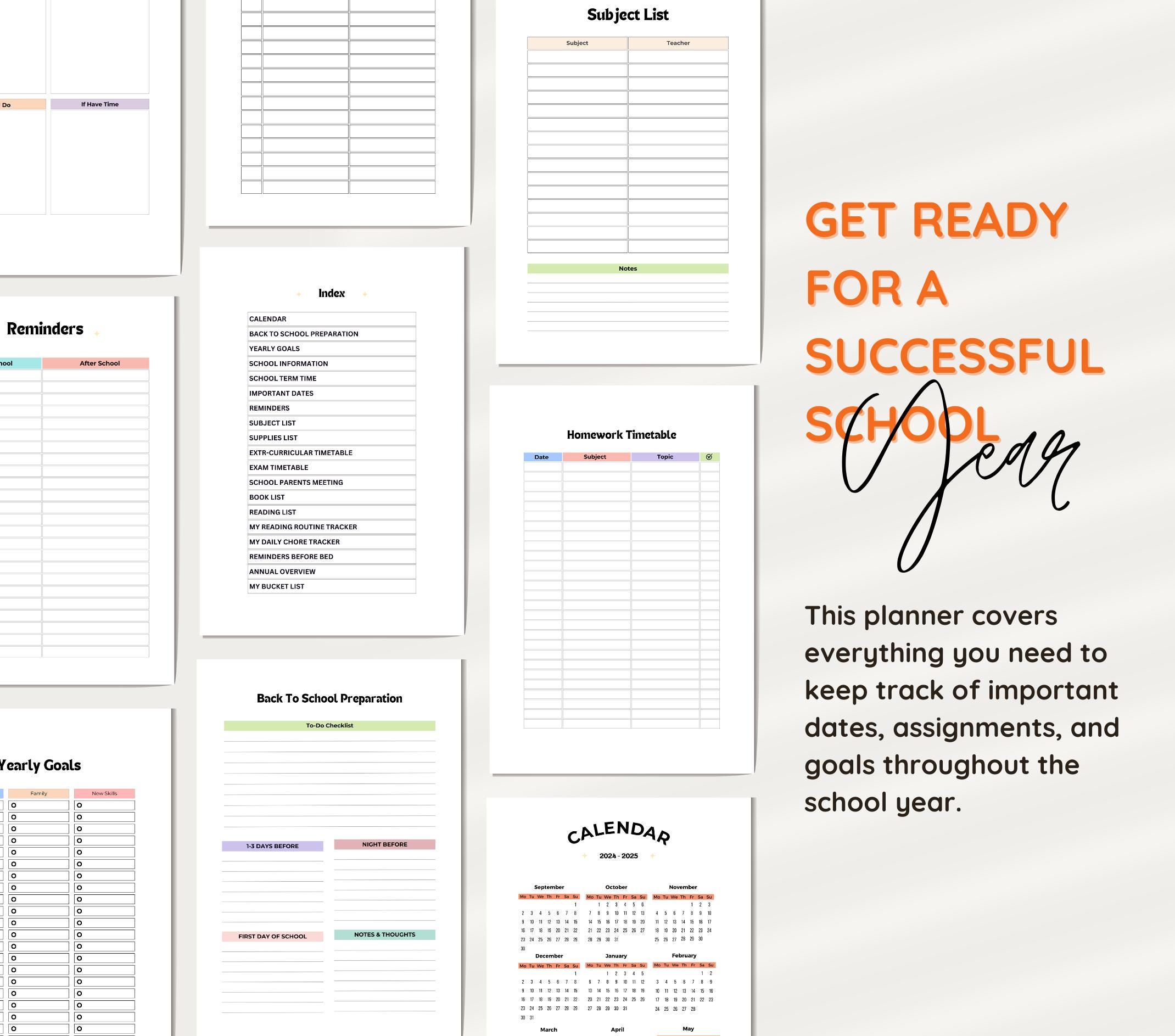2024-2025 Back to School Planner 125-pages September July Printable A4 ...