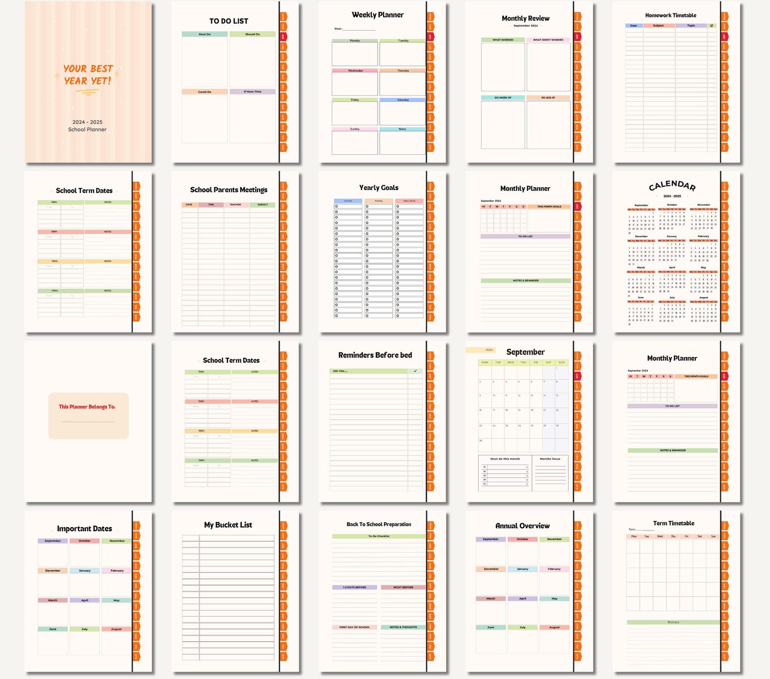 2024-2025 Back to School Planner 125-pages September July Printable A4 ...