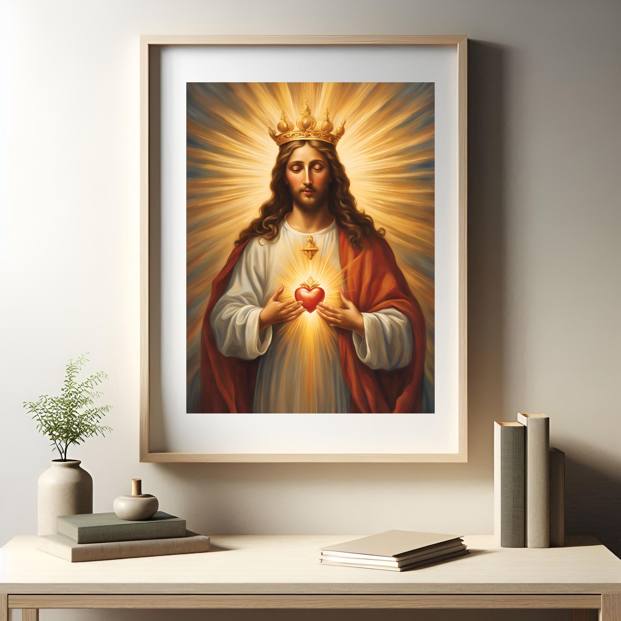 Sacred Heart of Jesus Digital Poster 18x24 Inches PNG | Religious Art ...