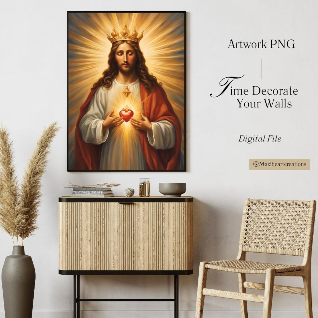Sacred Heart of Jesus Digital Poster 18x24 Inches PNG | Religious Art ...