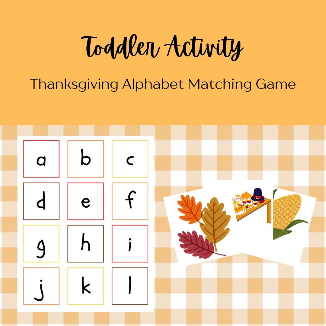 Toddler Activity Thanksgiving Alphabet Matching Game - Etsy