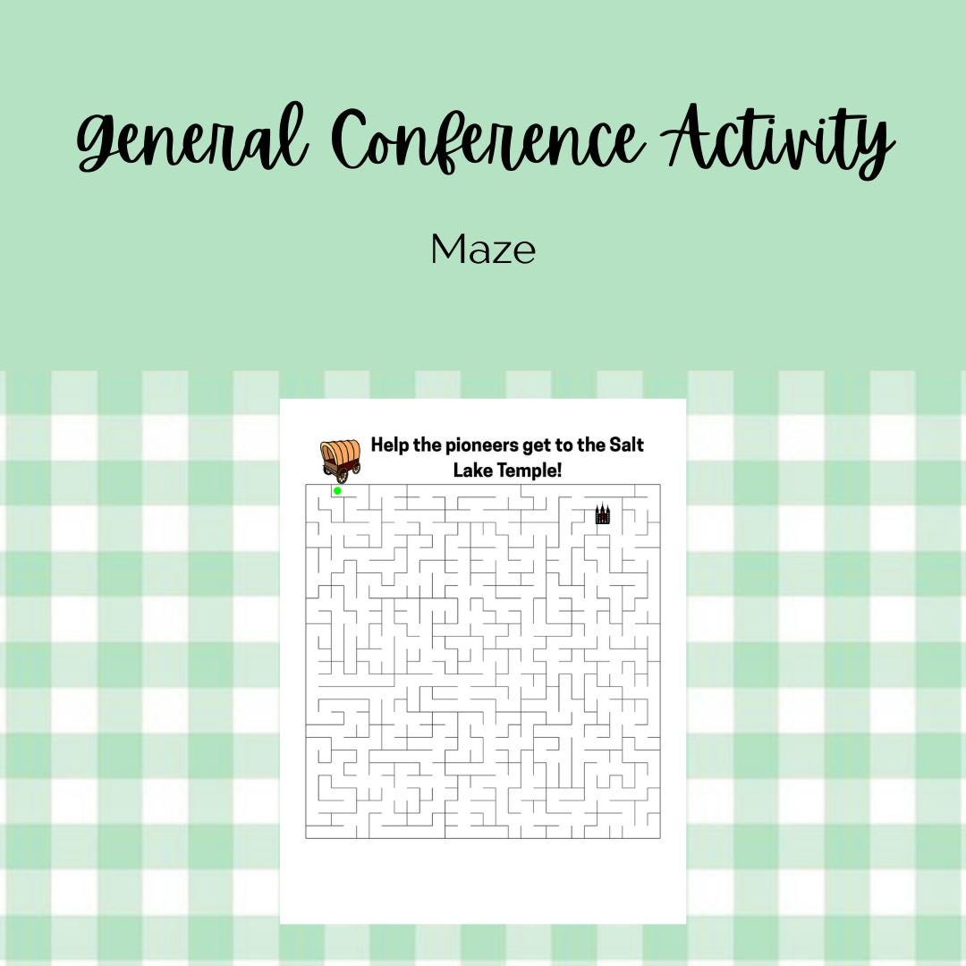 General Conference Activity Maze - Etsy