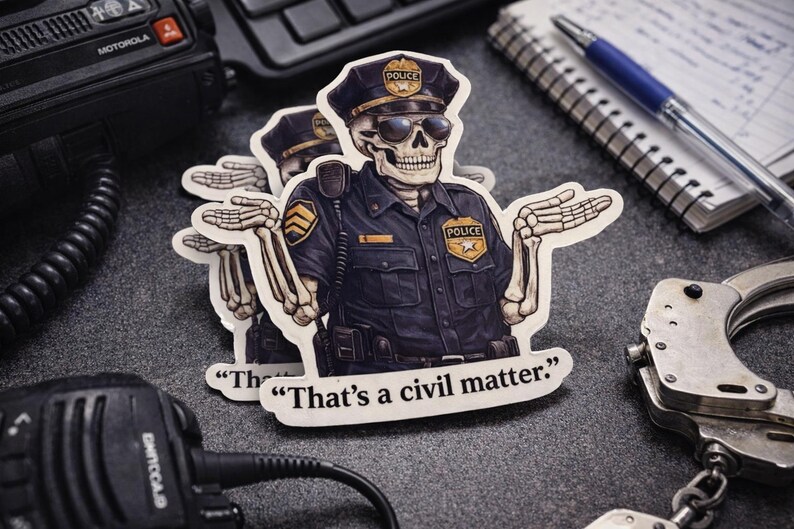 Civil Matter Skeleton Police Sticker | Funny Law Enforcement Humor - Etsy
