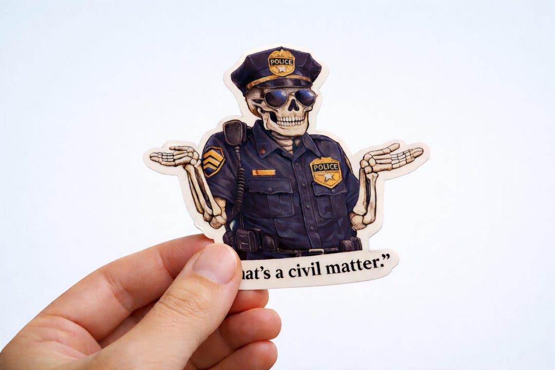 Civil Matter Skeleton Police Sticker | Funny Law Enforcement Humor - Etsy