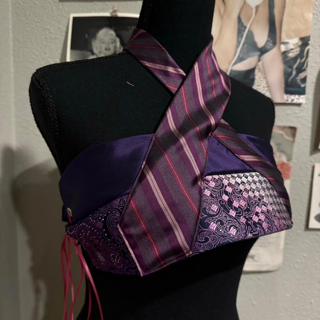 Upcycled Tie Bra Top Halter Top - Etsy