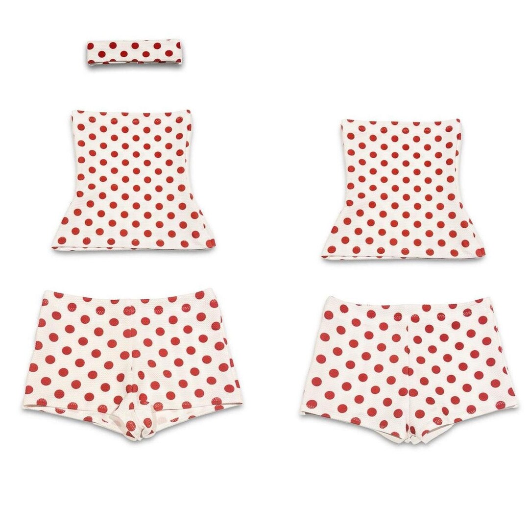 3 Pc White & Red Polka Dot Set - Etsy