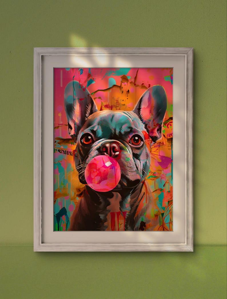 Frenchie Bubblegum French Bulldog Wall Art Instant Download Printable ...