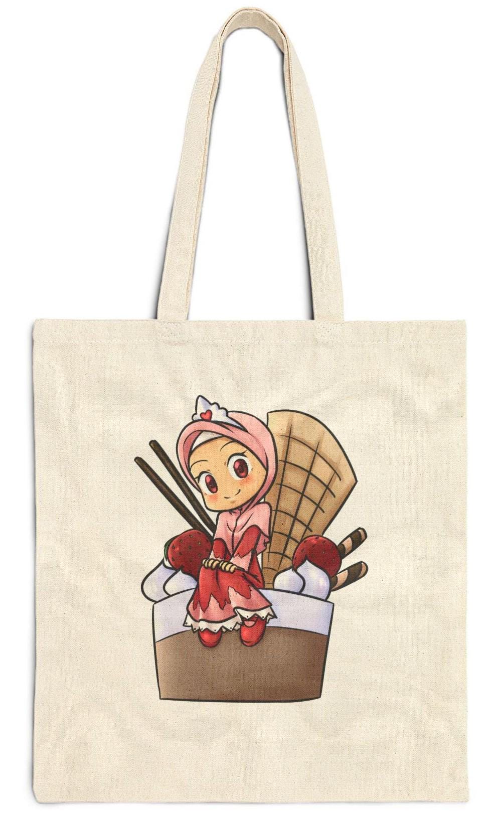 Cute Hijab Chibi Cotton Canvas Tote Bag - Etsy