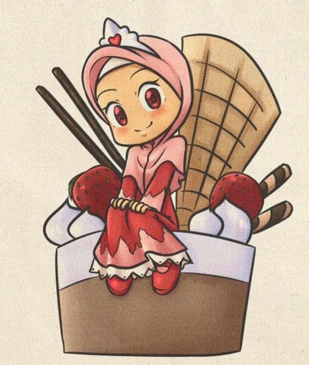 Cute Hijab Chibi Cotton Canvas Tote Bag - Etsy
