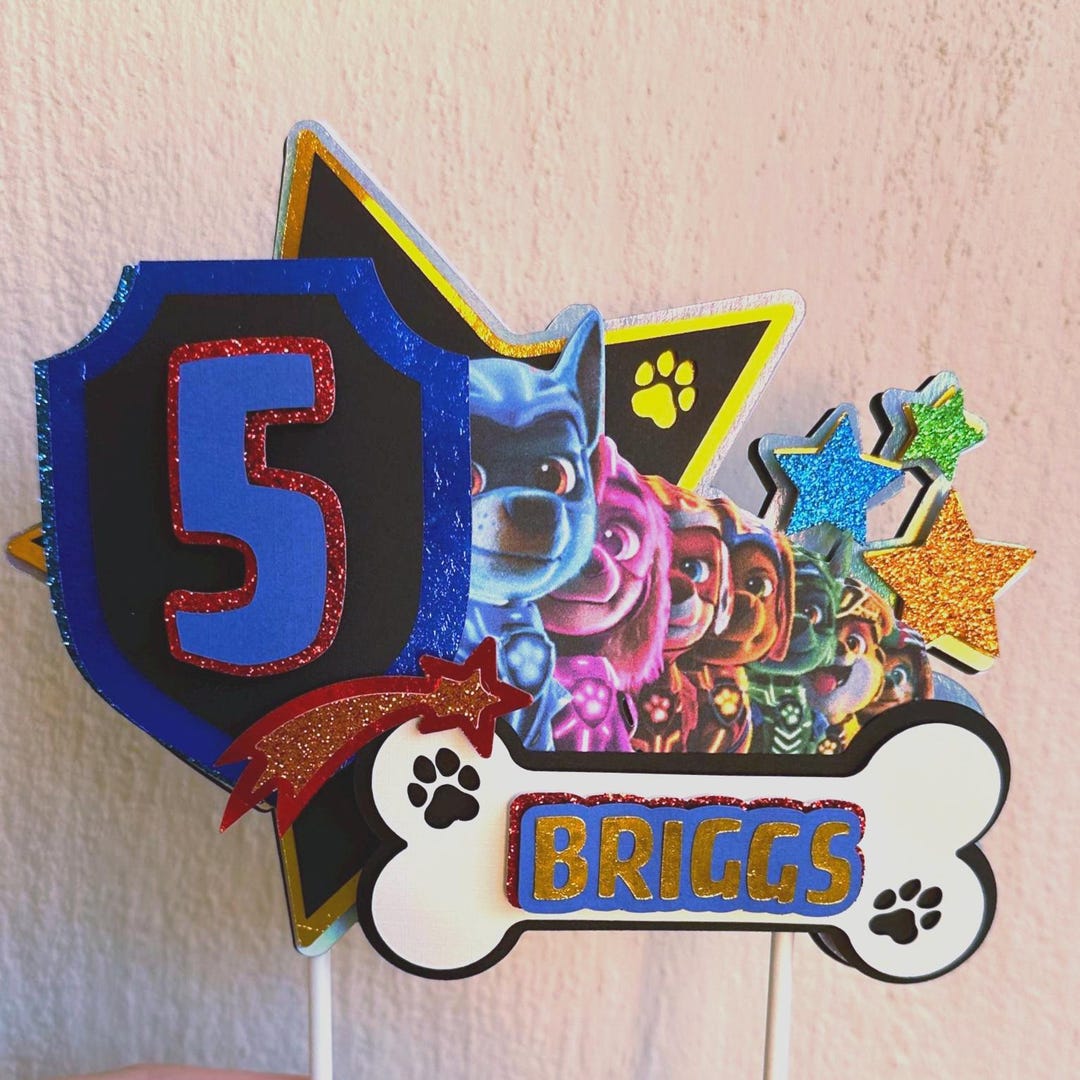 3D Mighty Puppy Dog Themed, Patrol Themed Cake Topper, Paw Themed Cake ...