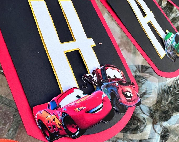 3D Car Inspired Birthday Banner, Mcqueen Banner, Tow-mater, Happy ...