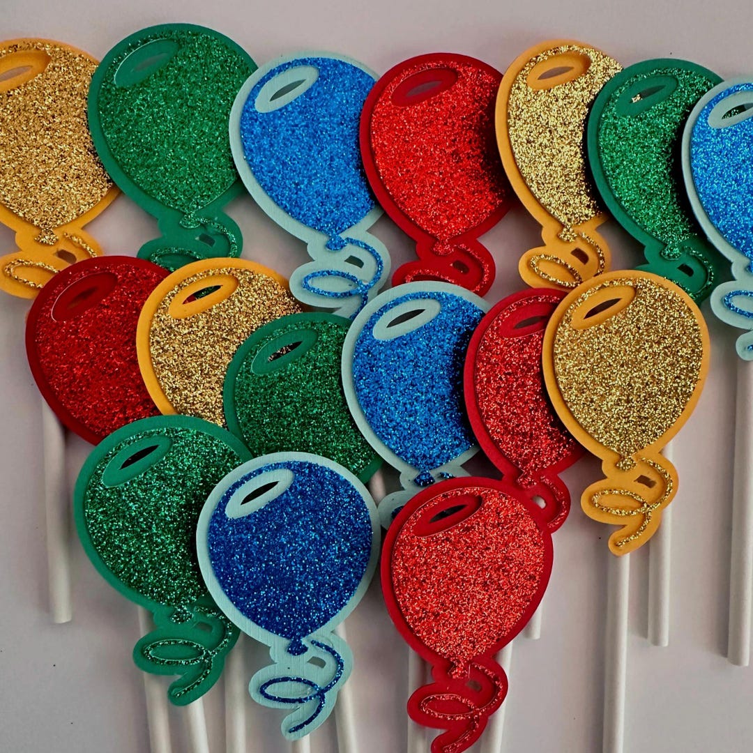Balloon Cupcake, Cake Toppers- Set of 12! - Etsy