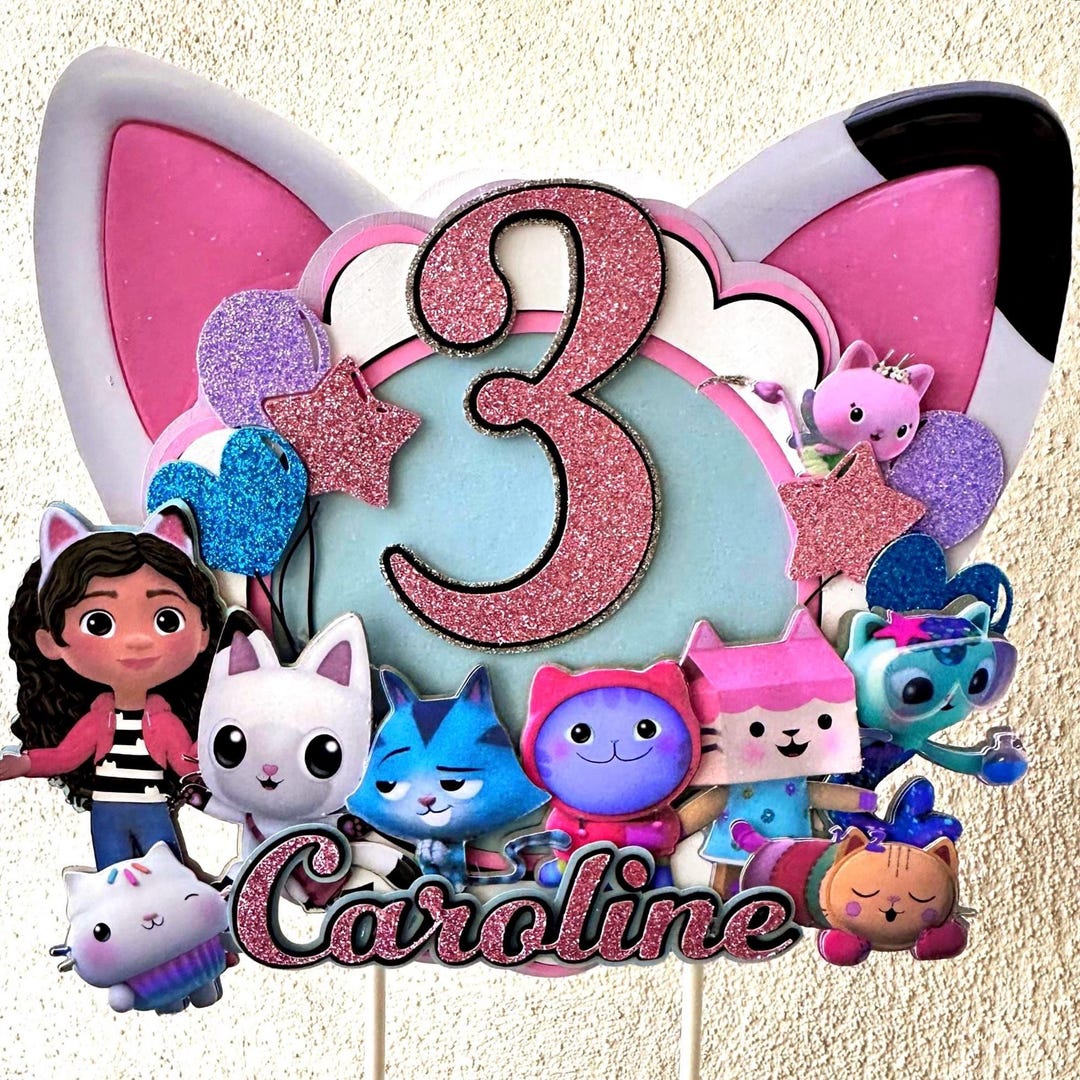 3D Gabby Girl Themed, Girl Dollhouse Themed Cake Topper, Gabby’s Themed ...