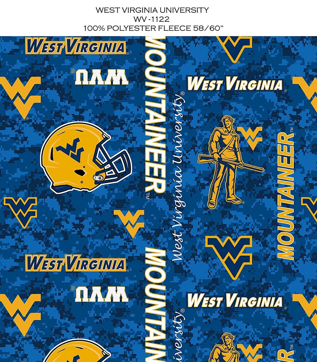 Official Licensed University of West Virginia Fleece Fabric- West ...