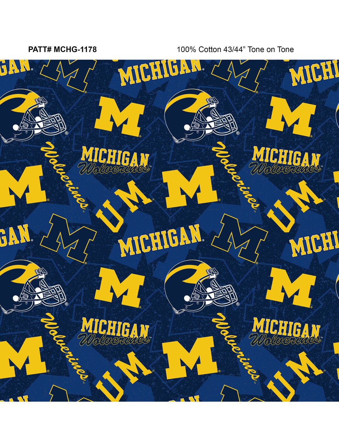 Official Licensed University of Michigan Cotton Quilting Fabrics ...
