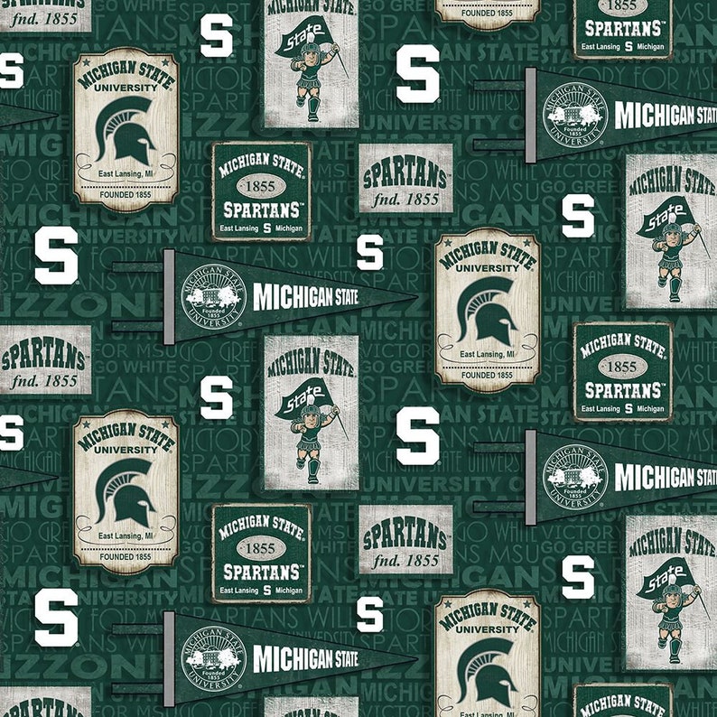 Official Licensed Michigan State University Cotton Quilting Fabrics ...