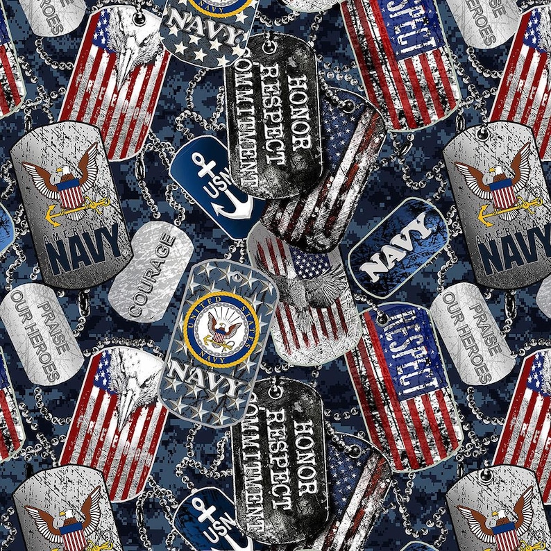 Official Licensed Military US Navy Cotton Quilting Fabrics- US Navy ...