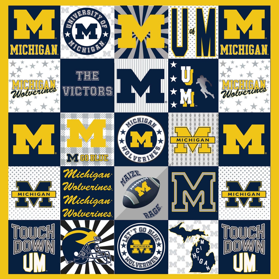Official Licensed University of Michigan T-shirt Quilt Panel- Michigan ...
