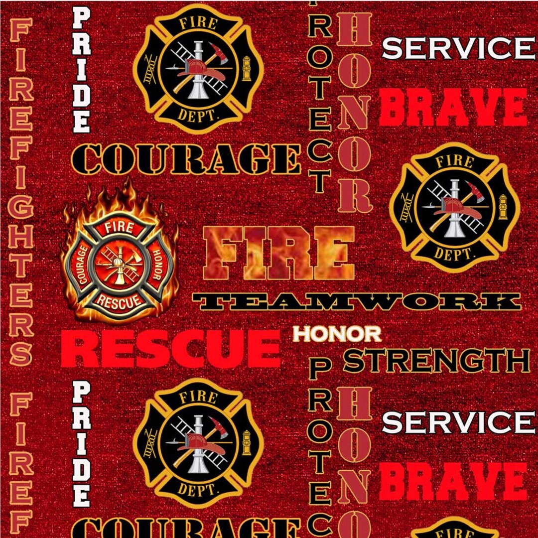 Official Licensed Fire Fighter Fleece Fabric- Fire Department Heather ...