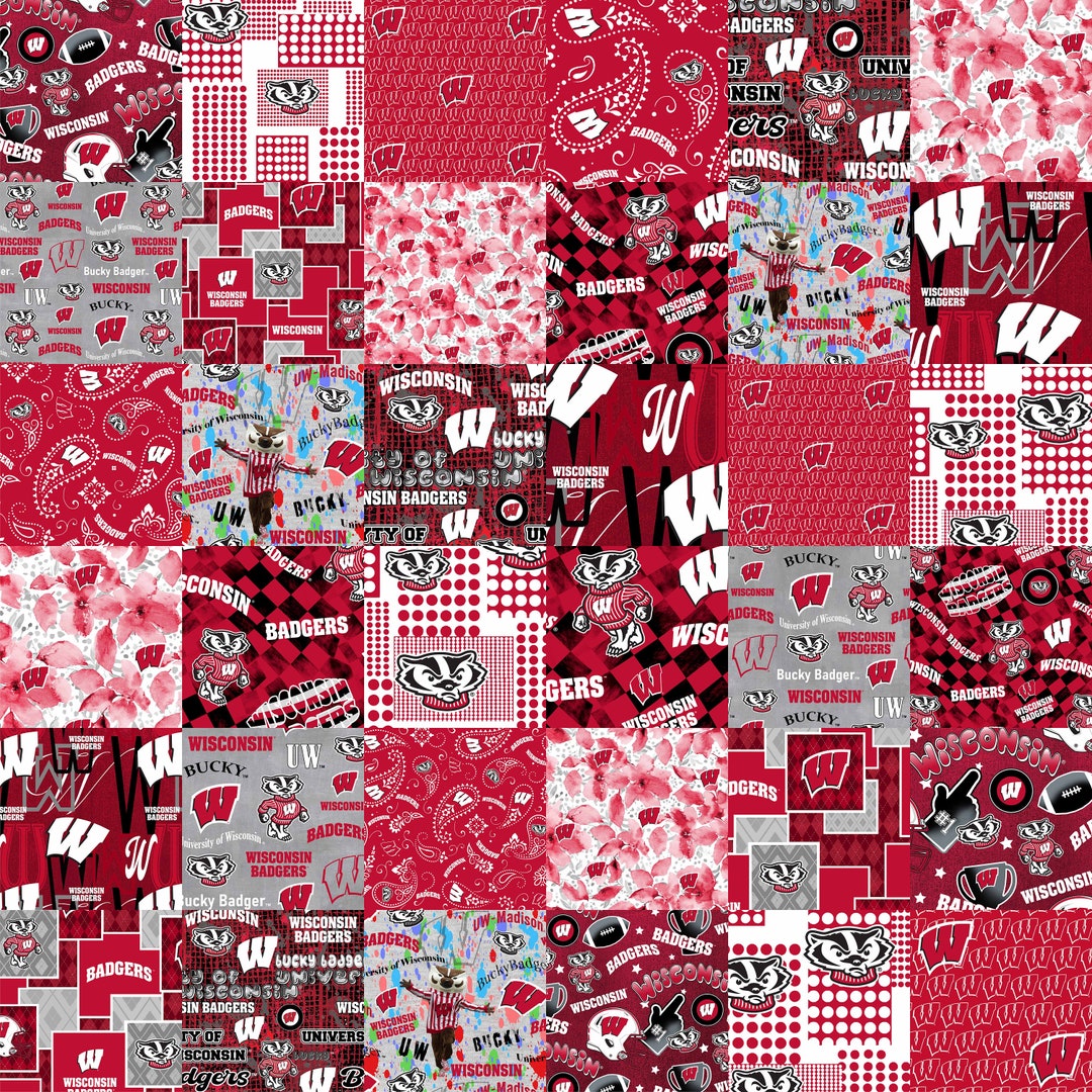 Official Licensed University of Wisconsin Cheater Quilt Cotton Fabric ...