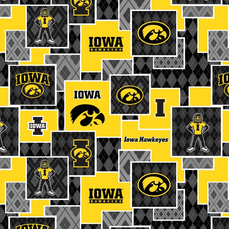 Official Licensed University of Iowa Cheater Quilt Cotton Fabric-iowa ...