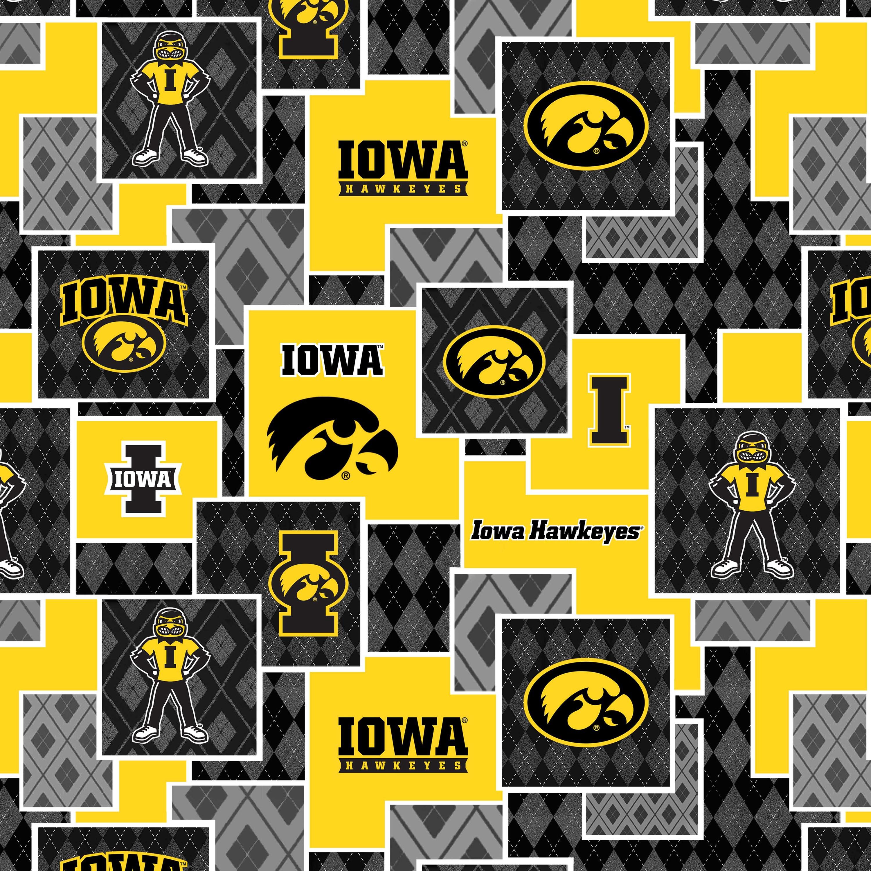 Official Licensed University of Iowa Cheater Quilt Cotton Fabric-iowa ...