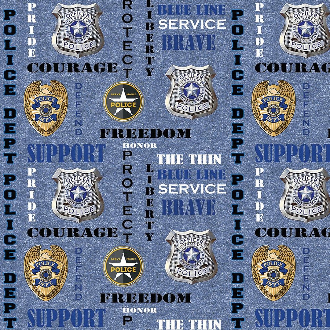 Official Licensed Police Officer Cotton Quilting Fabrics- Police ...