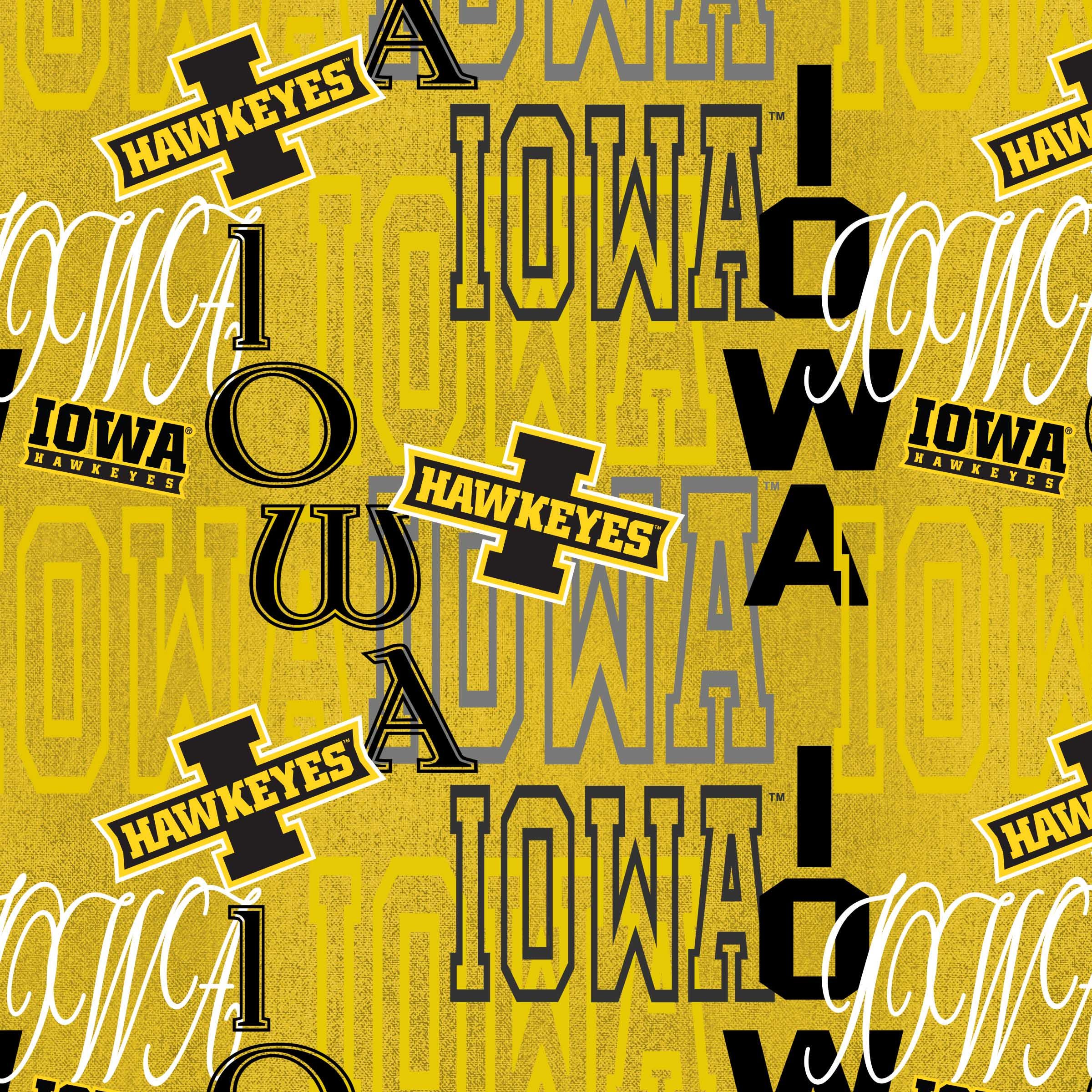 Official Licensed University of Iowa Cheater Quilt Cotton Fabric-iowa ...